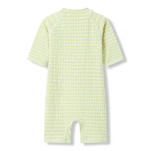 MILKBARN Zipper Shortall Swimsuit - Green Gingham
